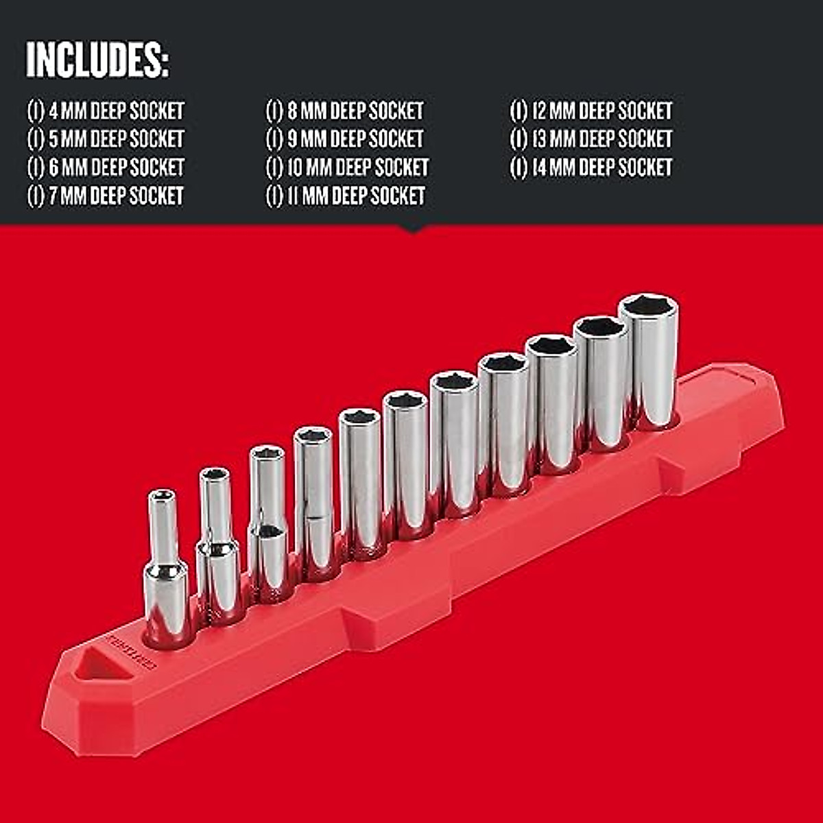 CRAFTSMAN Socket Set, Metric, 1/4" Drive, 6 Pt., 11Piece (CMMT12051)