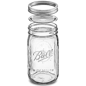 Wide Mouth Mason Jars 32 oz (Quart) Mason Jars with Lids and Bands (24-Pack) bundled With, KangarooBands Jar Opener, and Package Of Jar Labels | Canning, Fermenting, Pickling, DIY Decors Projects