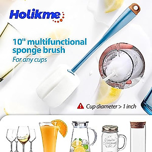 Holikme 8 Pack Bottle Brush Cleaning Set, Long Handle Bottle Cleaner for Washing Narrow Neck Beer Bottles Wine Decanter Narrow Cup Pipes Sinks Cup Cover, White
