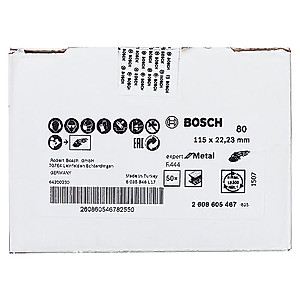 Bosch 2 608 605 467 Sanding Disc for Angle Grinder, Corundum, 115 mm, 22.2 mm, 80, Pack of 1