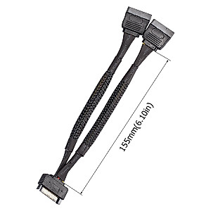 Zheino SATA Power Splitter Cable (2 Pack) SSD Power Cable HDD Power Cable Hard Drive Power Cable 6-Inch/15cm SATA 15 Pin Male to 2xSATA 15 Pin Female Power Y-Splitter Extension Cable