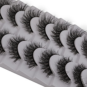 JIMIRE False Eyelashes Natural Lashes Wispy Mink Cat Eye Lashes Pack 12MM Short Small Fake Eyelashes 10 Pairs