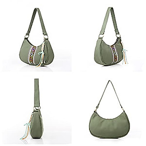 Women's Hobo Handbag, Mini Cloth Shoulder Bag Tote Handbag with Tassel
