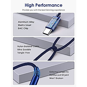 Mangotek Type C Aux Cord for Android, Braided USB C to Aux 3.5mm Audio Jack Cable Phone to Car Male Auxiliary Adapter USB C Aux Cord for Samsung Galaxy s21 s20 fe 5g Huawei Google Pixel iPad Pro-6FT