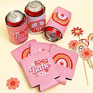 Groovy Bachelorette Party Can Sleeves 12 PCS Beverage Sleeves Retro Boho Bridal Shower Party Supplies Bride Babe 60s 70s Hippie Party Decoration