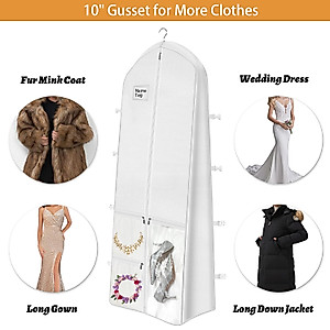 Portable Wedding Dress Garment Bag, 72 Inch Trifold Bridal Dress Bags for Gowns Long with Pockets and Handles, 10" Gusseted Dress Cover for Wedding Dress with Buckle