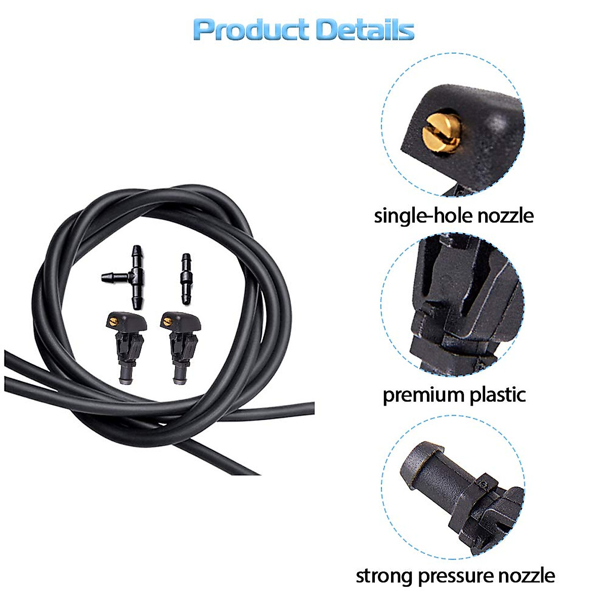 Front Windshield Washer Nozzles Kit for 2004-2013 Ford F150 - Replaces # 3W7Z17603AA Washer Jet and Fluid Hose with Connector