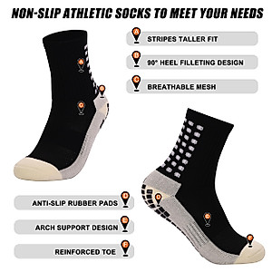 Grip Soccer Socks with Shin Guard Sleeves & Straps | Anti Slip Non-Skid Durable & Comfy Football Socks for Training & Matches
