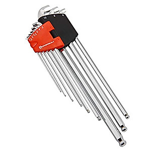 Powerbuilt 9 Piece Metric Stubby Long Arm Ball End Hex Key Wrench Set - 240100, Red