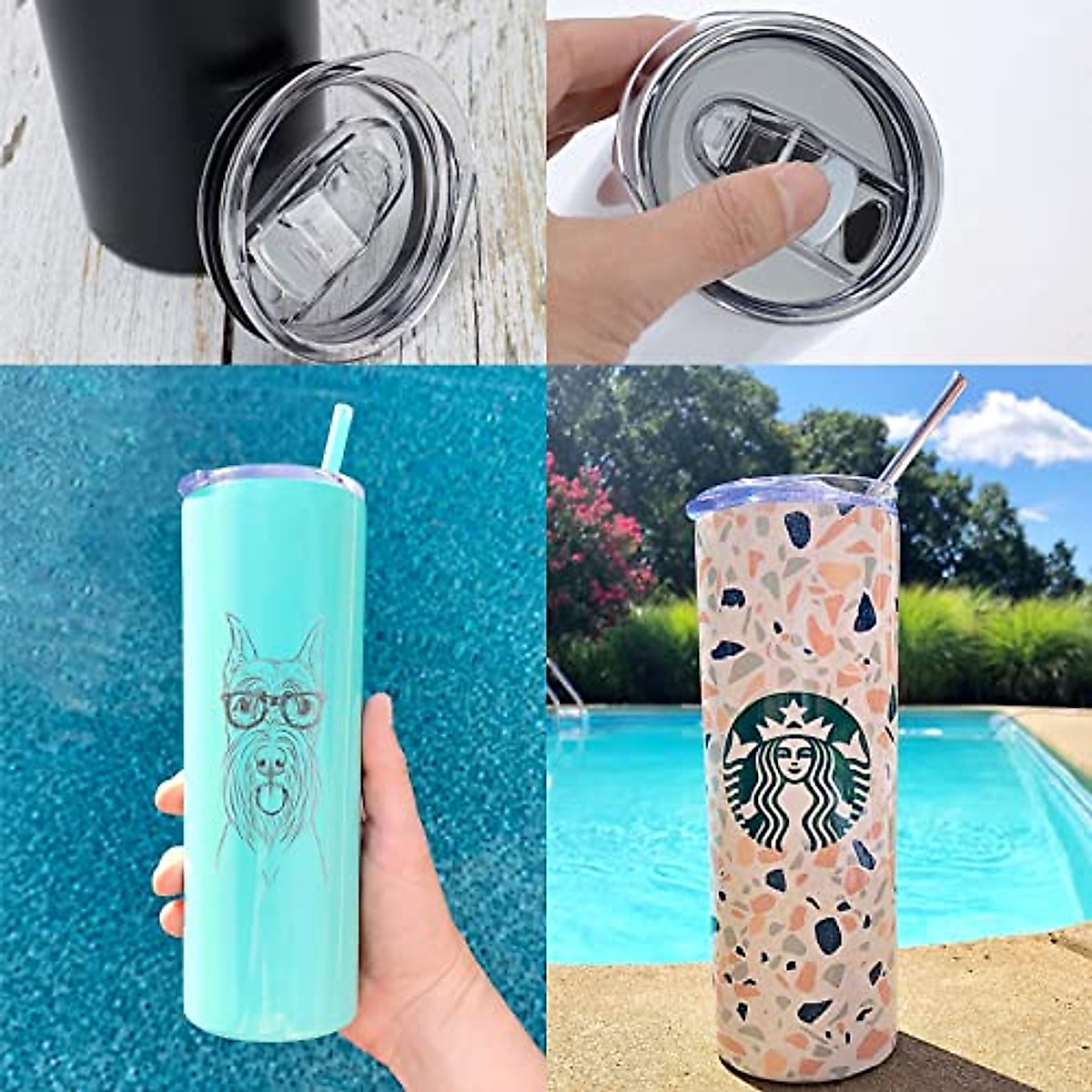 20 oz Skinny Tumbler Replacement Lids 10 Pack, HeyMoly Plastic Splash Resistant Lids Covers Spill Proof for Skinny Tumbler Lid 20 oz, Clear Cup Covers for 2.76 Inch Mouth Tumbler Cooler 10 Pack