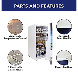 Corona Compact Fridge with Bottle Opener, 90 L/ 95 Quart 3.2 Cubic Foot for Snacks, Beverages, Juice, Beer, Den, Dorm, Office, Games Room, or RV