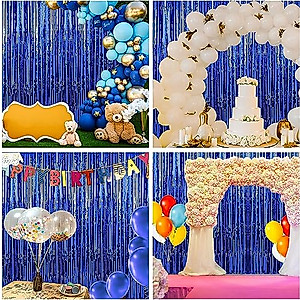 Birthday Party Decorations| 3 Pack 3.3 x 9.9 ft Blue Foil Fringe Curtains Party Supplies|Tinsel Curtain Backdrop for Parties, Glitter Streamers Backdrop for Birthday/Photo Booth Backdrops/Party Decor