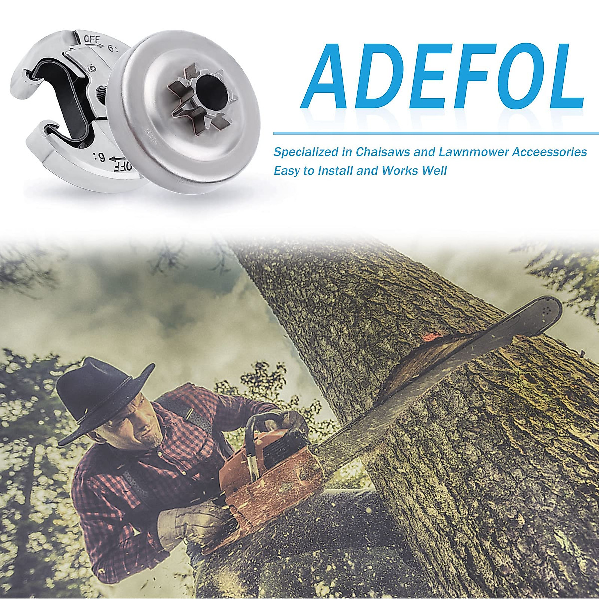 Adefol .325" 7T Clutch Drum 8pcs Kit For Husqvarna 340 345 350 Chainsaw Replacement Parts with Clutc, Spring, Needle Bearing, Oil Pump,Worm Gear, Oiler for 578097901, 503931801, 537110503 Accessories