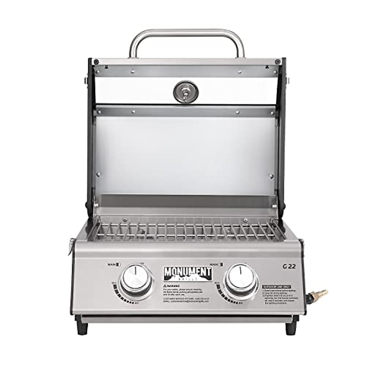 Portable Propane Gas Grill 2-Burner Tabletop Clearview Monument Grills with cover