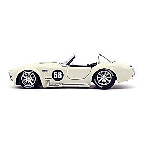 Jada Toys Bigtime Muscle 1:24 1965 Shelby Cobra 427 S/C Die-cast Car White, Toys for Kids and Adults