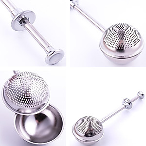 meeggrace Sugar Shaker, Flour Sifter, Flour Duster for Baking, 304 Stainless Steel Powdered Sugar Spring Duster for Baking, Flour, Spices and Tea Strainers, Household utensils, Namely, Strainers.
