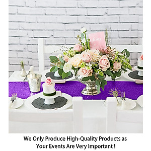 ShiDianYi 12''x72'' Sequin Table Runner Sparkly Metallic Sequin Runner for Wedding Party Dinner Reception, Event Bridalwedding Runner, Birthday Party, Dinner Party, Shower Ready to Ship! (1, Purple)