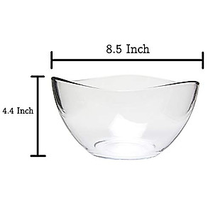 Zanzer Clear Glass Serving Salad Bowl - Mixing Bowl 63.5 oz - Wavy Design