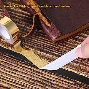 TSSART Solid Foil Washi Tape - Low Tack Self Adhesive Decorative Washi Tape Shiny Metallic Color - 3/5 Inch Wide and 66 FT Long Total, Gold