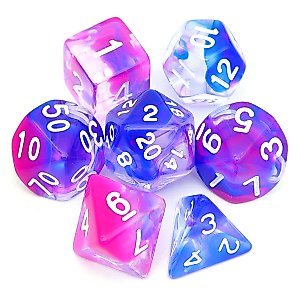Haxtec DND Dice Set 7PCS Polyhedral D&D Dice for Roleplaying Dice Games as Dungeons and Dragons (Blue Pink Clear)