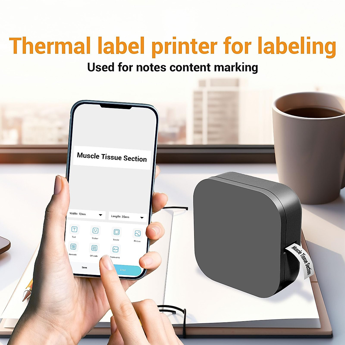 Odaro Q30 Label Maker Machine with Tape, Mini Sticker Inkless Thermal Label Printer, Bluetooth Portable Handheld Small Labeler for School, Home, Business, Office - Black, Q30-BK(1)