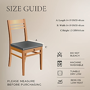 SearchI Waterproof PU Leather Seat Covers for Dining Chairs, 6 Pack Stretch Dining Room Chair Seat Covers, Kitchen Chair Seat Covers Protectors (Black)