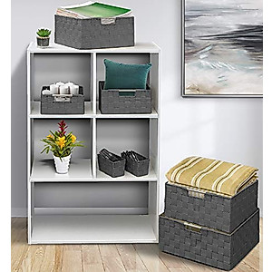 Sorbus Storage Box Woven Basket Bin Container Tote Cube Organizer Set Stackable Storage Basket Woven Strap Shelf Organizer Built-In Carry Handles (7 Piece - Grey)
