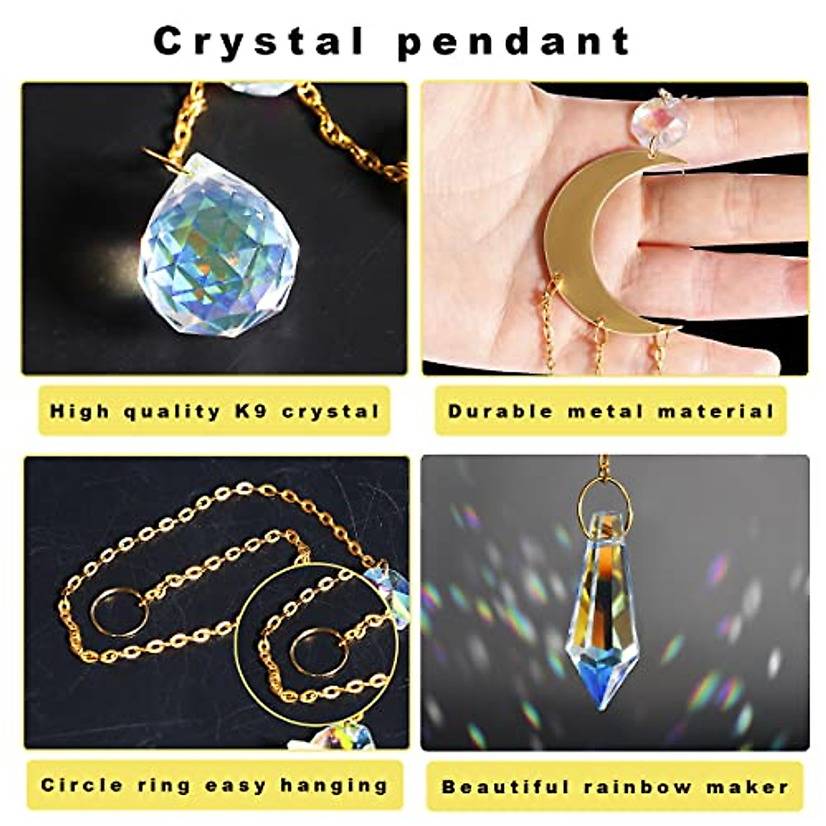 Crystal Suncatcher, 5pcs Window Hanging Sun Catchers Crystal Chandelier Ball Prism Pendant Light Catcher Ornament, Garden Suncatchers Window Rainbow Maker for Home Wedding Decoration Gifts