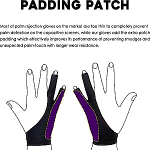 AKX Artist Glove XSmall - 2 Pack Palm Rejection Drawing Glove for Graphic Tablet, iPad - Smudge Guard, 2 Finger, Elastic Lycra, Fingerless Glove, Good for Left and Right Hand, Black | AK-020