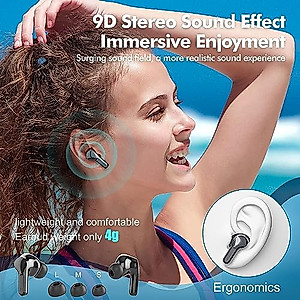 Bcaikair Wireless Earbuds Bluetooth Headphones 36H Playtime Ear Buds with LED Power Display Charging Case & Deep Bass, IPX7 Waterproof Earphones Microphone Stereo Headset for iPhone and Android Laptop