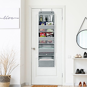 Univivi Door Hanging Organizer Nursery Closet Cabinet Baby Storage with 4 Large Pockets and 3 Small PVC Pockets for Cosmetics, Toys and Sundries (Grey)