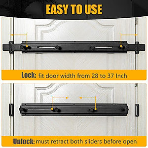 Sihnman Door Bar Lock - Patented Door Barricade Security Bar - Home Safety Improvement, Door Reinforcement, Childproof, Break-in Prevention - Premium Grade Steel Door Mount for 26''-37'' Wide Doors