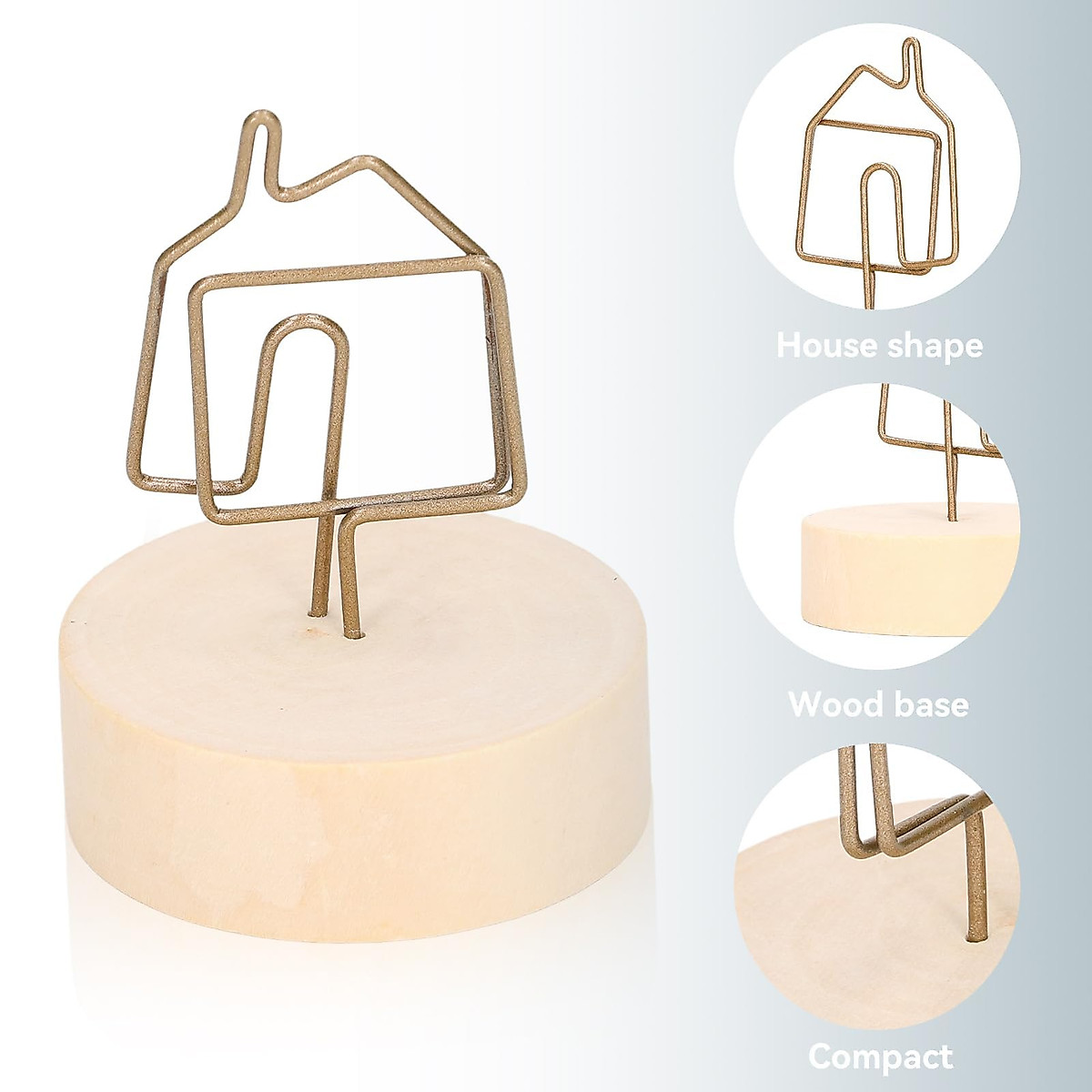 10pcs Table Number Holders, Retro House Shape Place Card Holder Picture Holders Photo Clips for Wedding Party Graduation Reception Restaurant Home Centerpiece Decorations