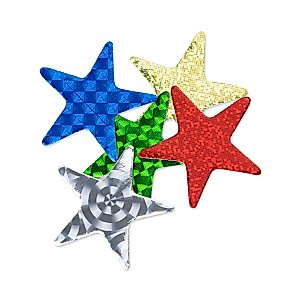 Hygloss Products Holographic Shape Cut-Outs, Sparkly Card Stock Stars in Assorted Designs and Colors, 2-Inch, 30 Per Pack