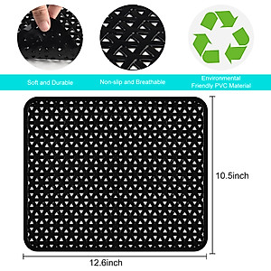 Coopay 2 Pack Kitchen Sink Mat PVC Eco-friendly Kitchen Stainless steel/Porcelain Dish Drying Pad Sink Protector for Bottom of Kitchen Sink, Triangular Hole Design, 12.6 x 10.5 Inches (Black)