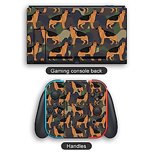 Camo German Shepherd Decal Stickers Cover Skin Full Wrap FacePlate Stickers Compatible with Switch for Switch Lite