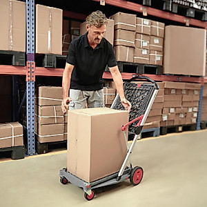 CLAX® Multi use Functional Collapsible carts | Mobile Folding Trolley | Shopping cart with Storage Crate (Black)