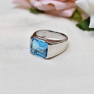 blue topaz rings 925 sterling silver ring mens gemstone ring ottoman jewelry turkish mens rings signet ring pinky ring heavy mens ring handmade ring boys signet jewellery wedding gift