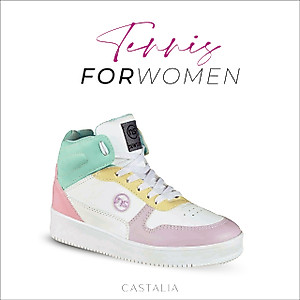 CASTALIA White Tennis Shoes Women, Stylish, Comfortable, Casual, Womens Walking, Sneakers. Non-Slip Sole. Perfect Womens Shoes, White Sneakers for Women., White, 9