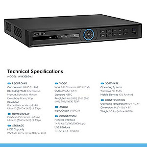 Amcrest 4K NV4208E-AI 8-Channel AI NVR (8-Port PoE) Smart NVR, Facial Recognition, Facial Detection & Vehicle Detection - Supports 8 x 4K IP Cameras, Supports up to 2 x 8TB Hard Drives (Not Included)