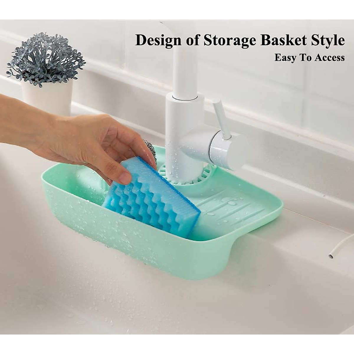 softness Sponge holder for kitchen, kitchen accessories, kitchen organizer, kitchen sink caddy, drying rack, soap, bathroom, quick drying, TPU, multicolors available (White)