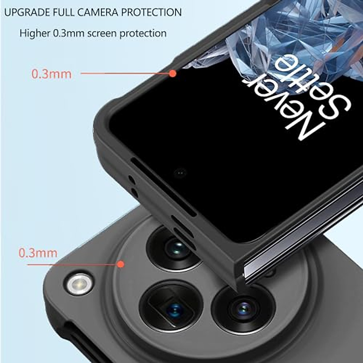 Designed for OnePlus Open Case with Screen Protectors [Hard PC Leather Slim Phone Case] [Shockproof Anti-Slip] Slim Case for OnePlus Open 2023 (Black)