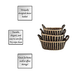 47th & Main Oval Basket Set, Medium, Seagrass-Black Stripe