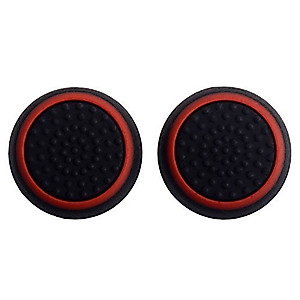 Gametown® 2 Silicone Thumb Grip Stick Cover Caps For Sony PS4 PS3 PS2 Xbox 360 Xbox one Analog Controller Black with Red Edge
