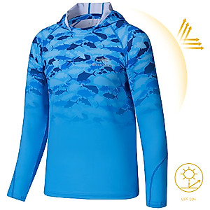 BASSDASH Youth UPF50+ Performance T Shirt with Hood Long Sleeve Fishing Hiking Sun Shirt FS03Y