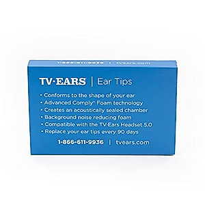 Genuine TV Ears Replacement Foam Ear Tip for TV Ears Headsets (Original, Digital and 5.8 Digital) - One year Supply - 40738