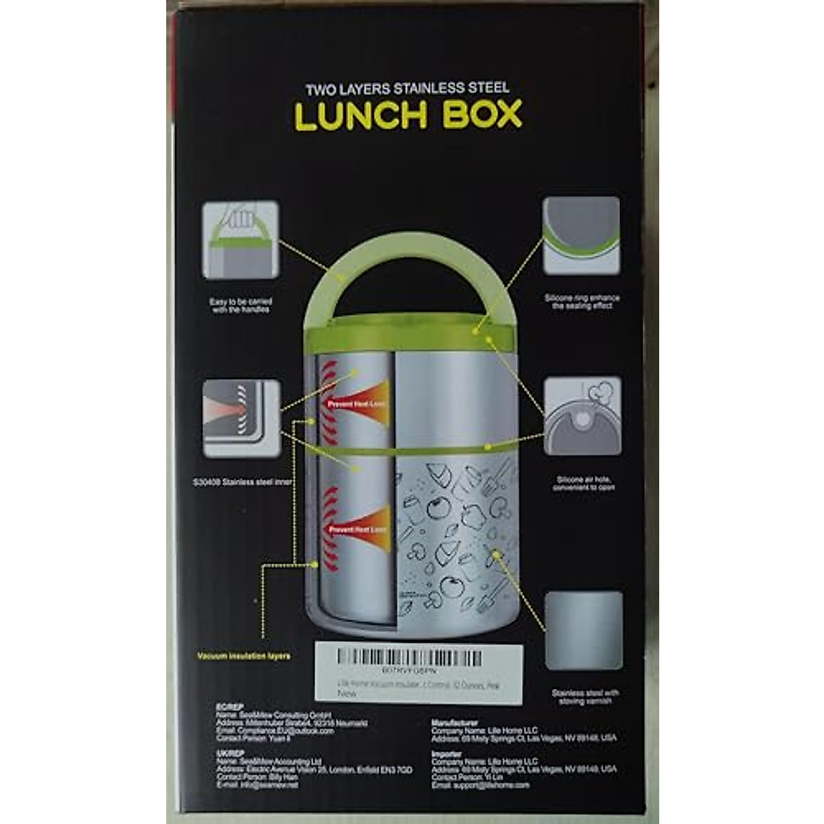 Lille Home Vacuum Insulated Stackable Stainless Steel Thermal Lunch/Snack box, 2-Tier Bento/Food Container with Lunch bag, Smart Diet, Weight Control, 32 Ounces, Pink