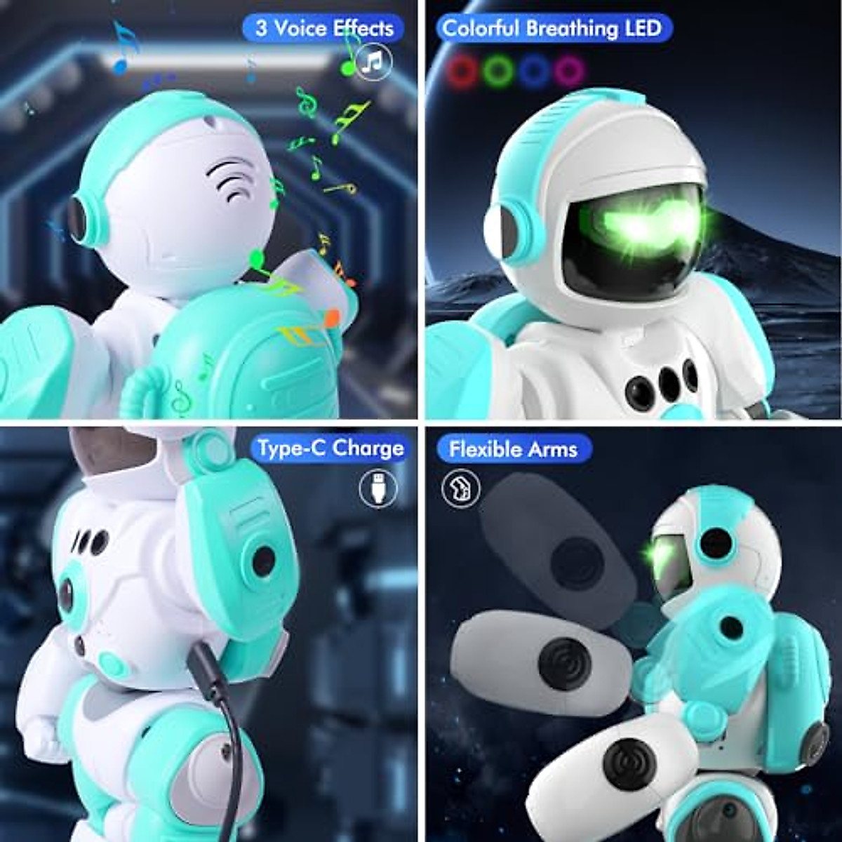 VATOS Robot Toys for Kids, Remote Control Robot with Record Voice & Gesture Sensing Control, Rechargeable Programmable Music Dancing Functions Cool Birthday Gift for Toddler Boys Age 3 4 5 6 Years Old