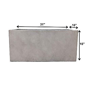 Kante 31.1" L Long Rectangular Concrete Planter, Large Outdoor Indoor Garden Pots with Drainage Hole and Rubber Plug, Weathered Concrete