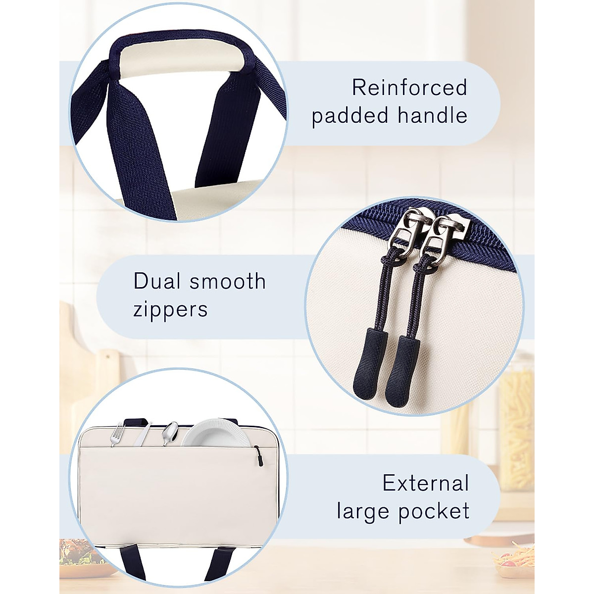 Insulated Casserole Carrier for Hot or Cold Food 9x13 - Insulated Food Container Bag Warmer with Heat-Resistant Mat for Potluck Parties Picnic Cookouts Fits 9" x 13" Casserole or Baking Dish